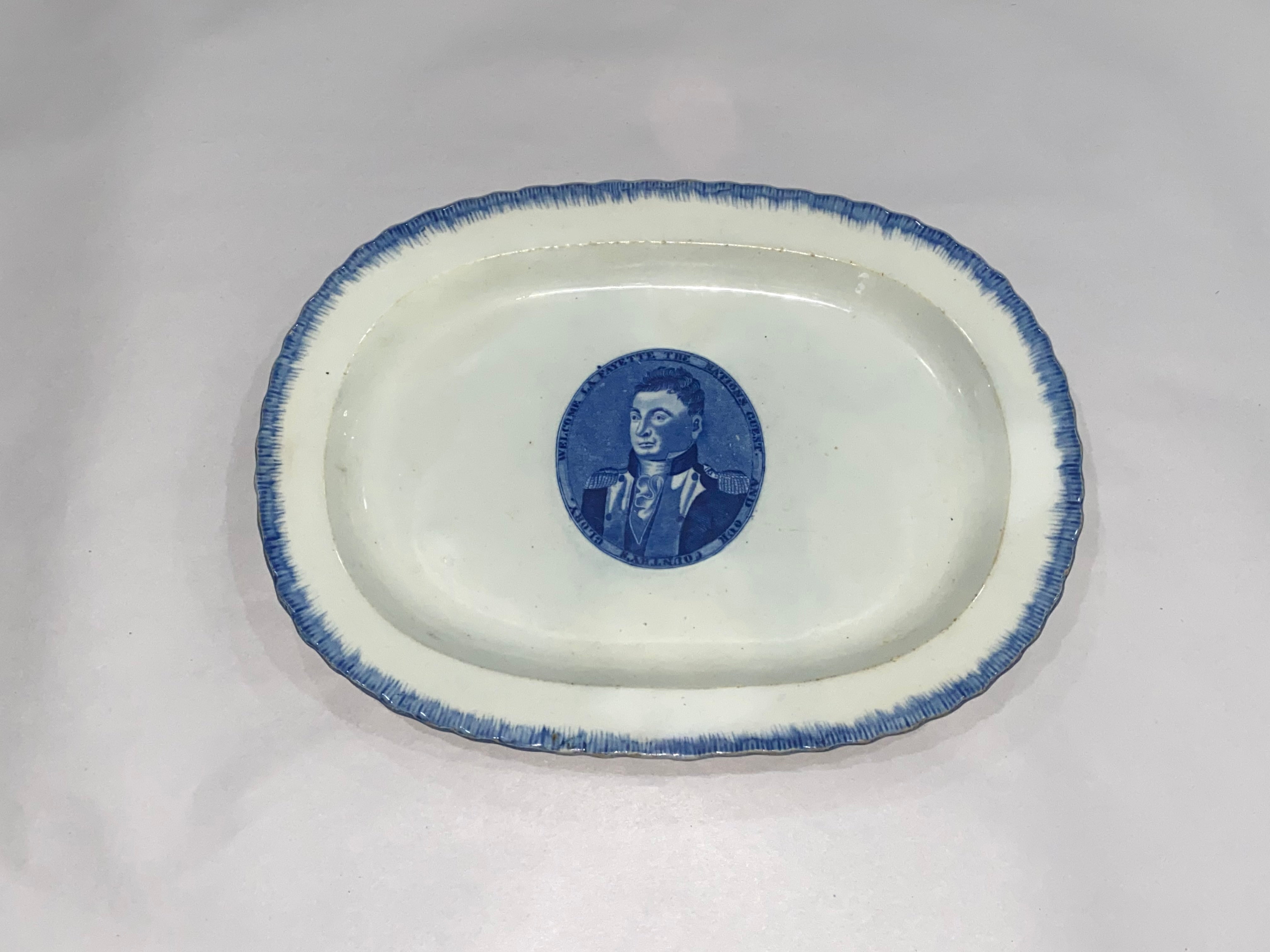 Historical Staffordshire Pearlware Blue Edge Leeds Platter Lafayette N ...