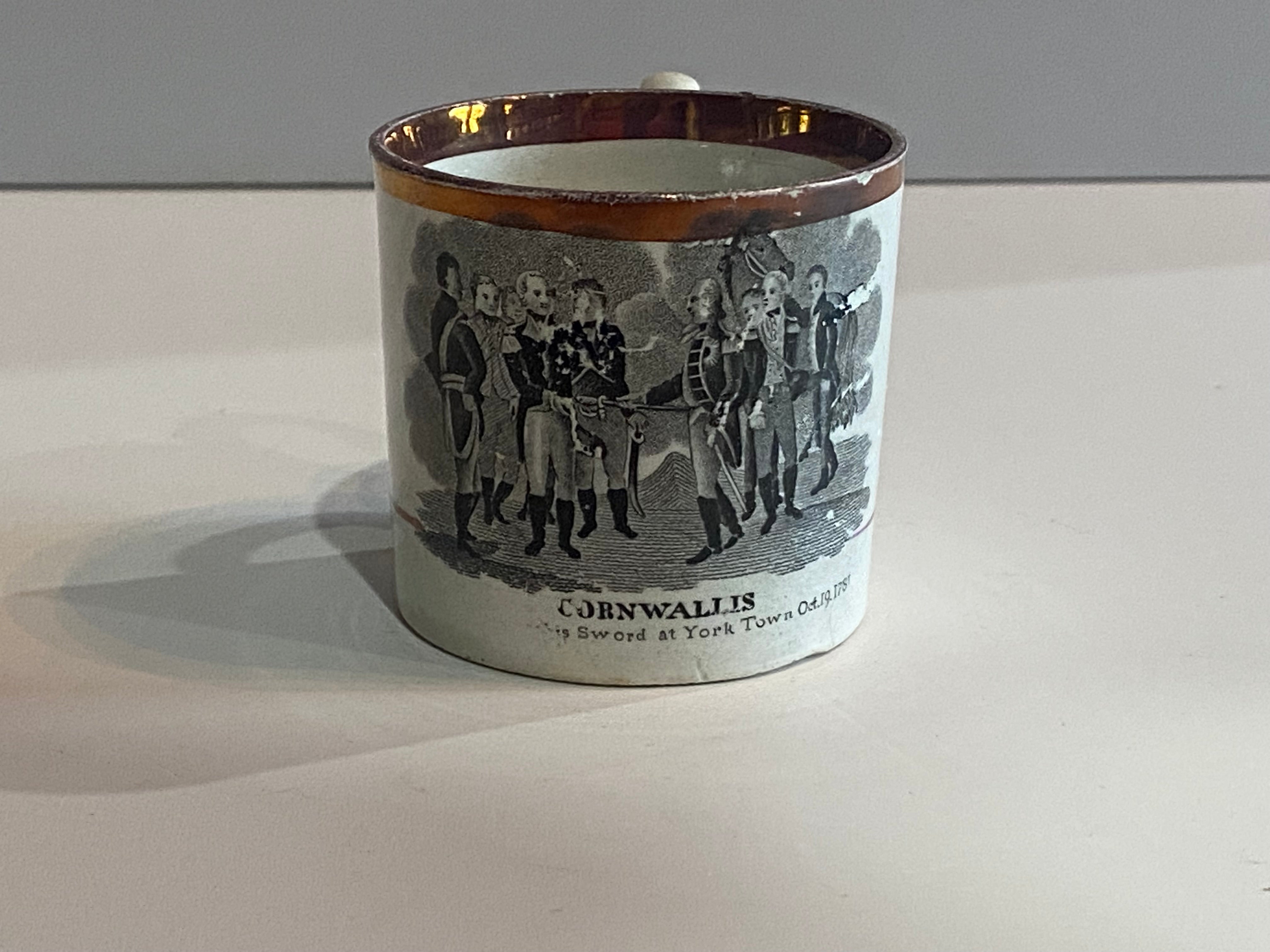 Historical Staffordshire Childrens Mug Cornwallis Surrendering Sword a ...
