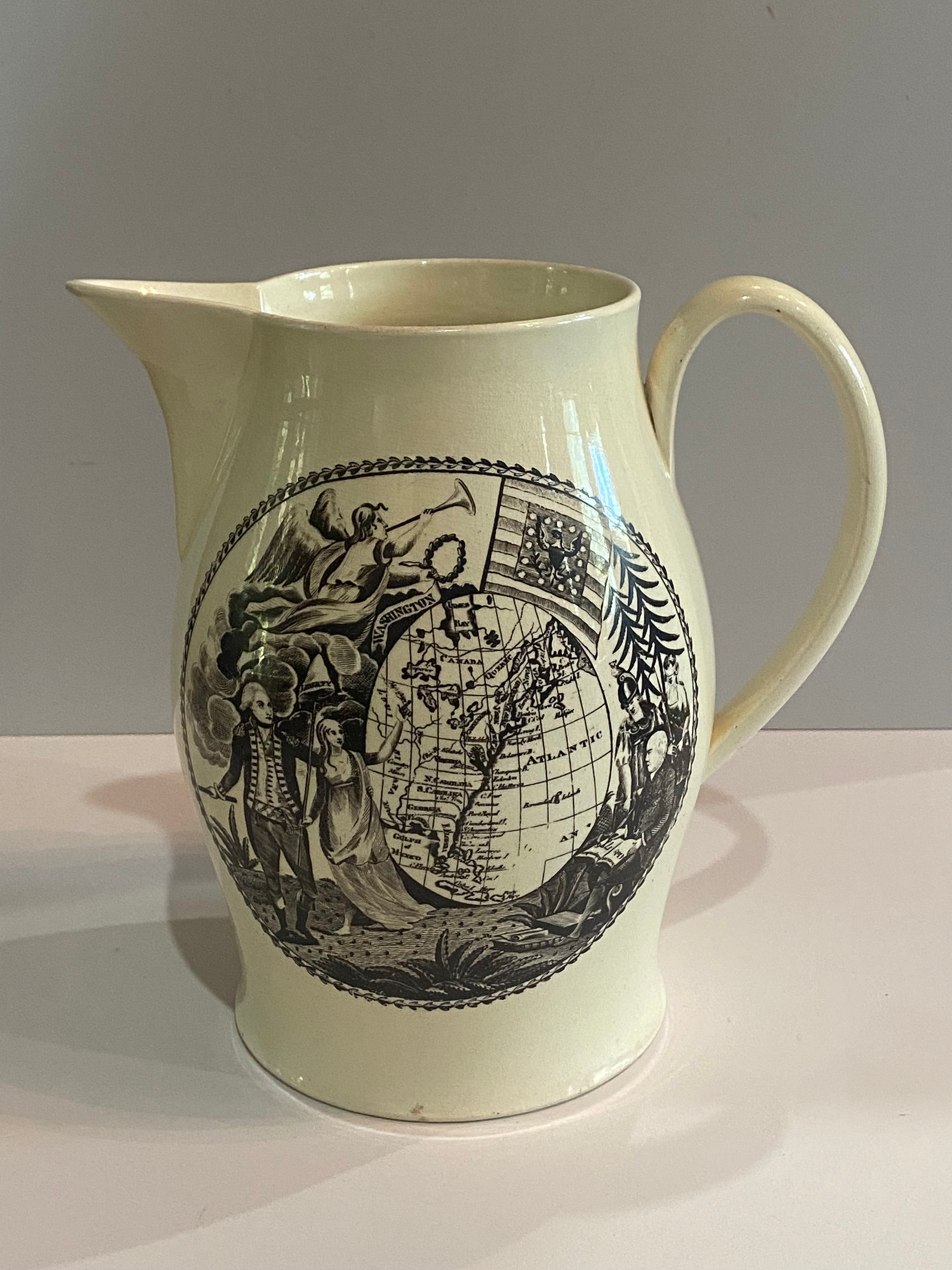 Staffordshire Creamware Liverpool Pitcher Map of East Coast Success To ...