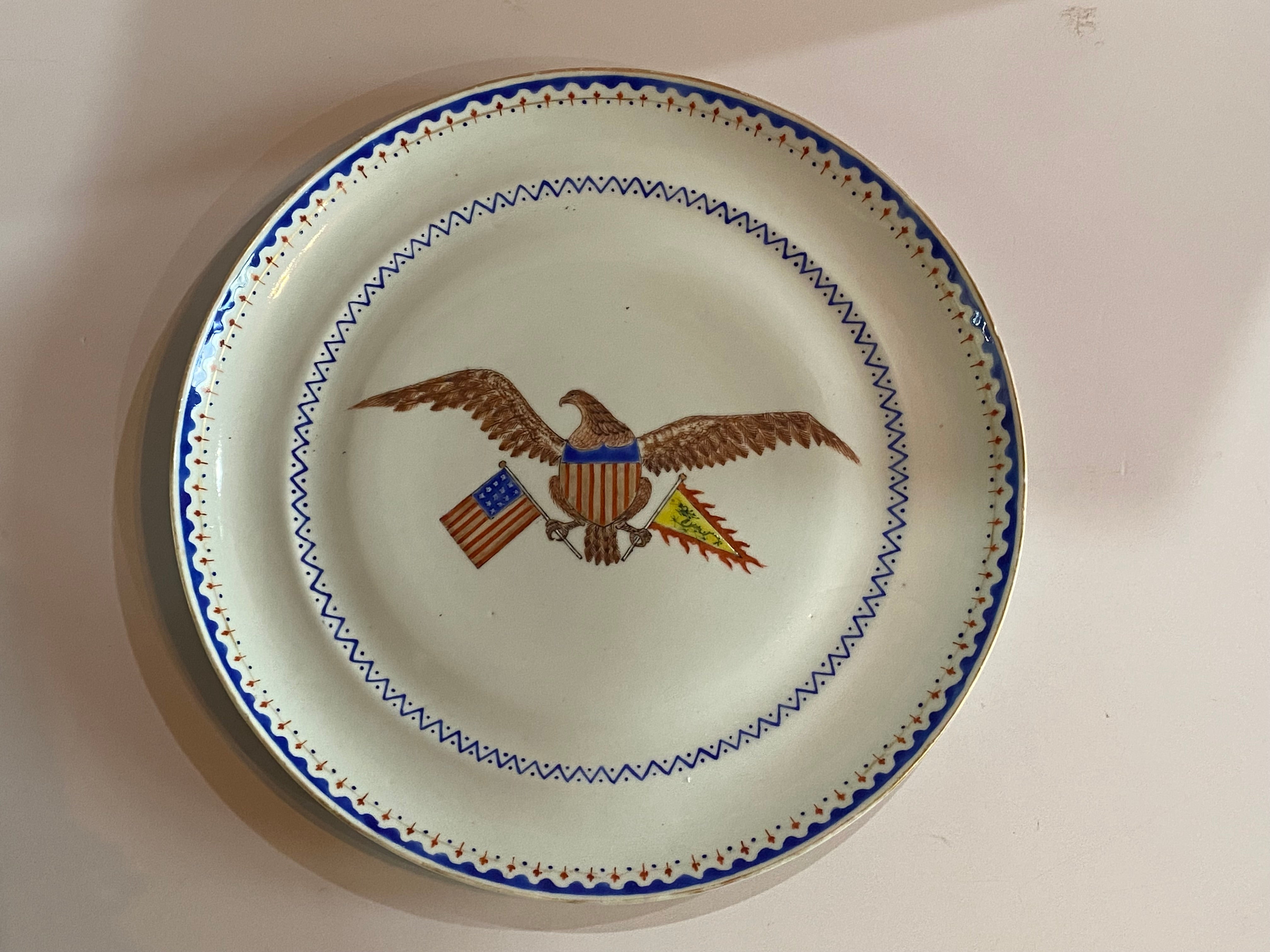 Antique 19th Century Chinese Export Porcelain Plate Seal of United Sta ...