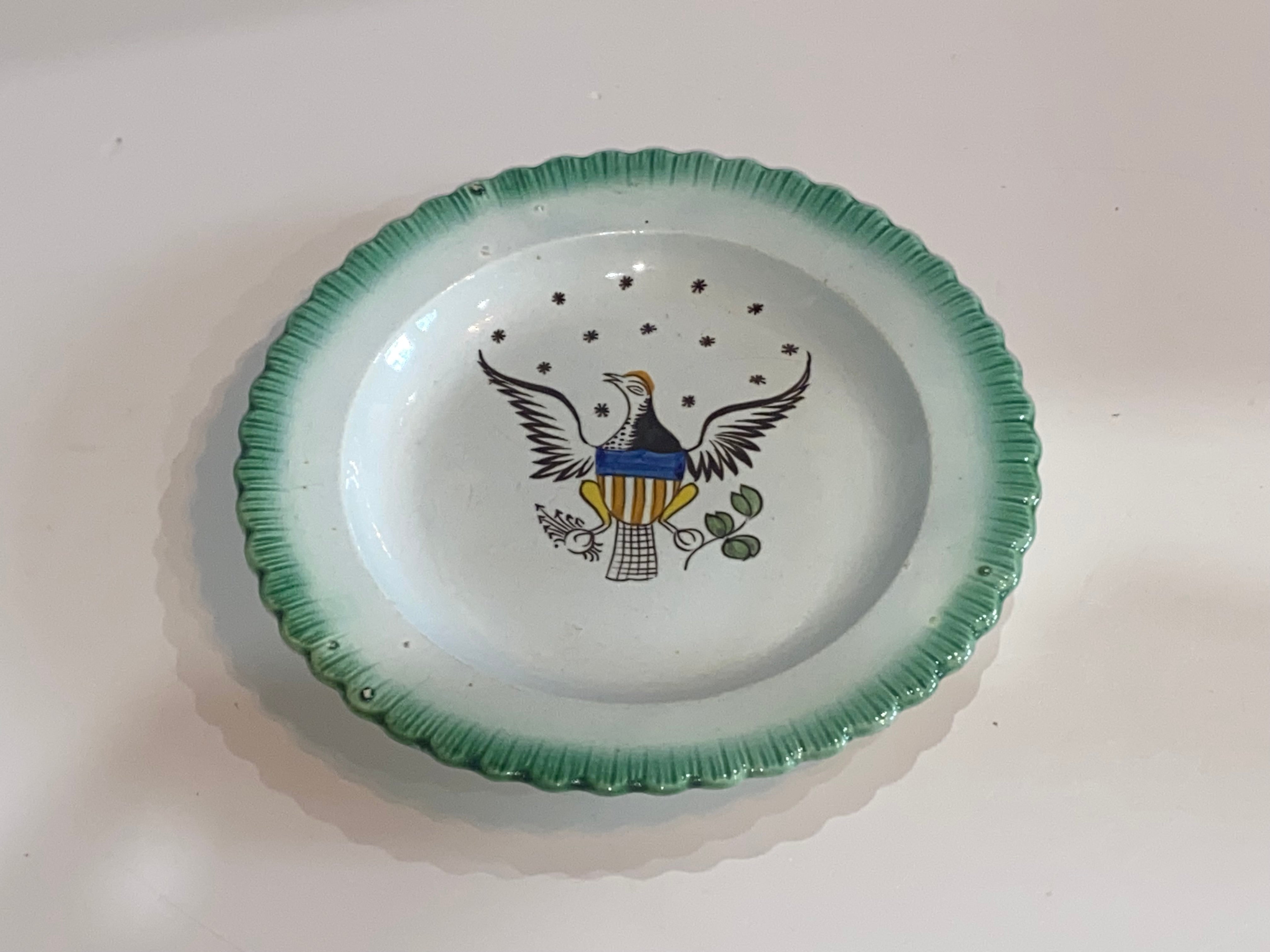 Staffordshire Pearlware Green Edge Leeds Eagle and Shield Plate Ca. 18 ...