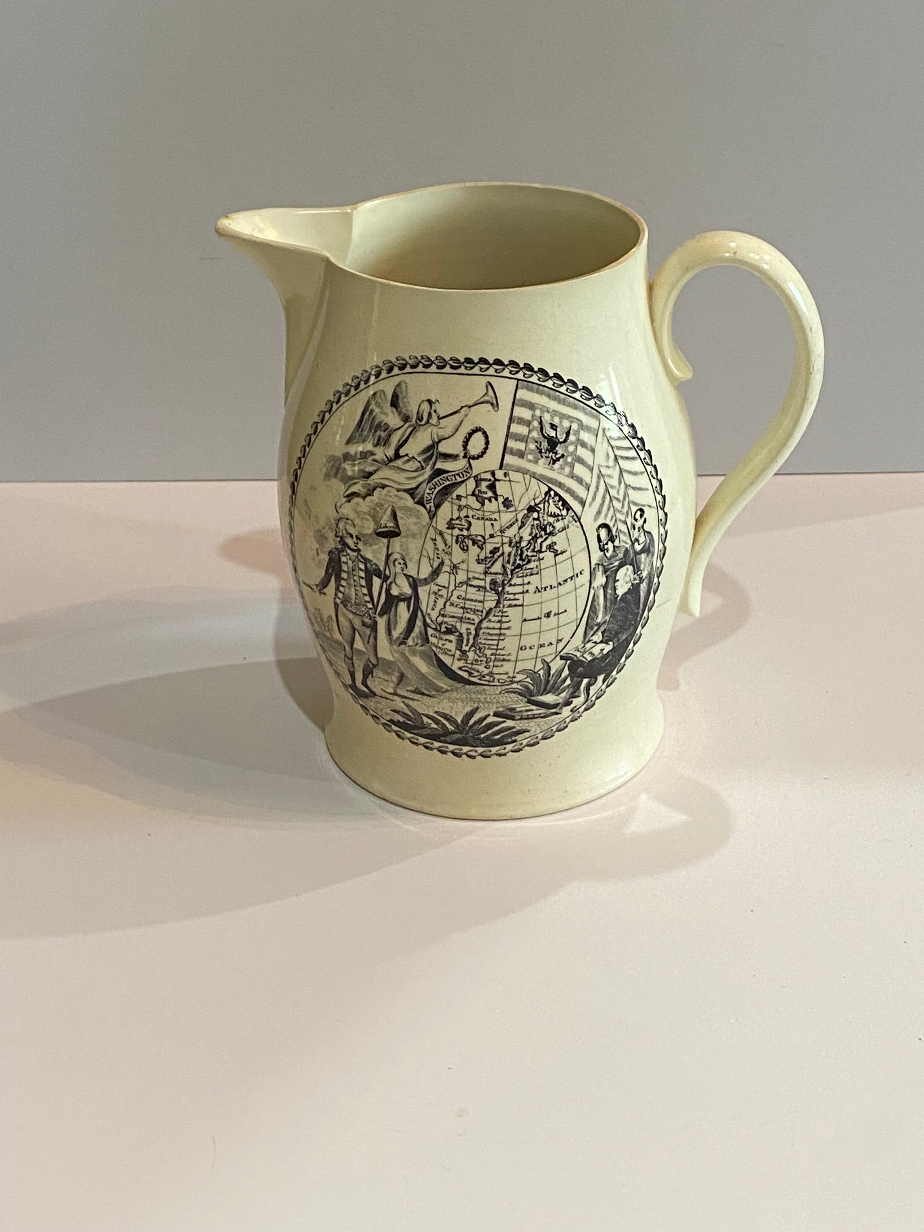 Staffordshire Creamware Liverpool Pitcher Map of East Coast Tom Truelo ...