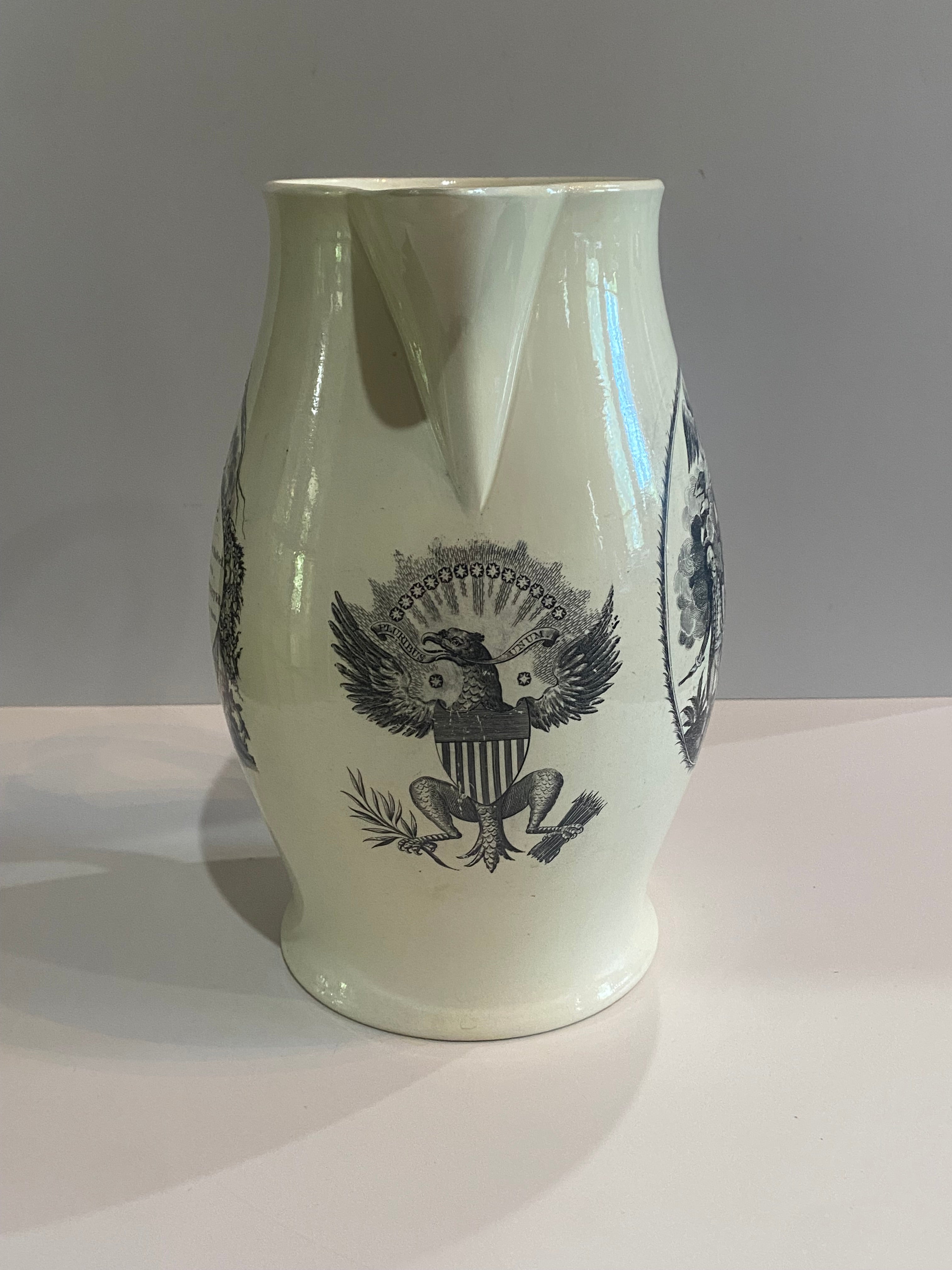 Staffordshire Creamware Liverpool Pitcher Map of East Coast Eagle Shie ...