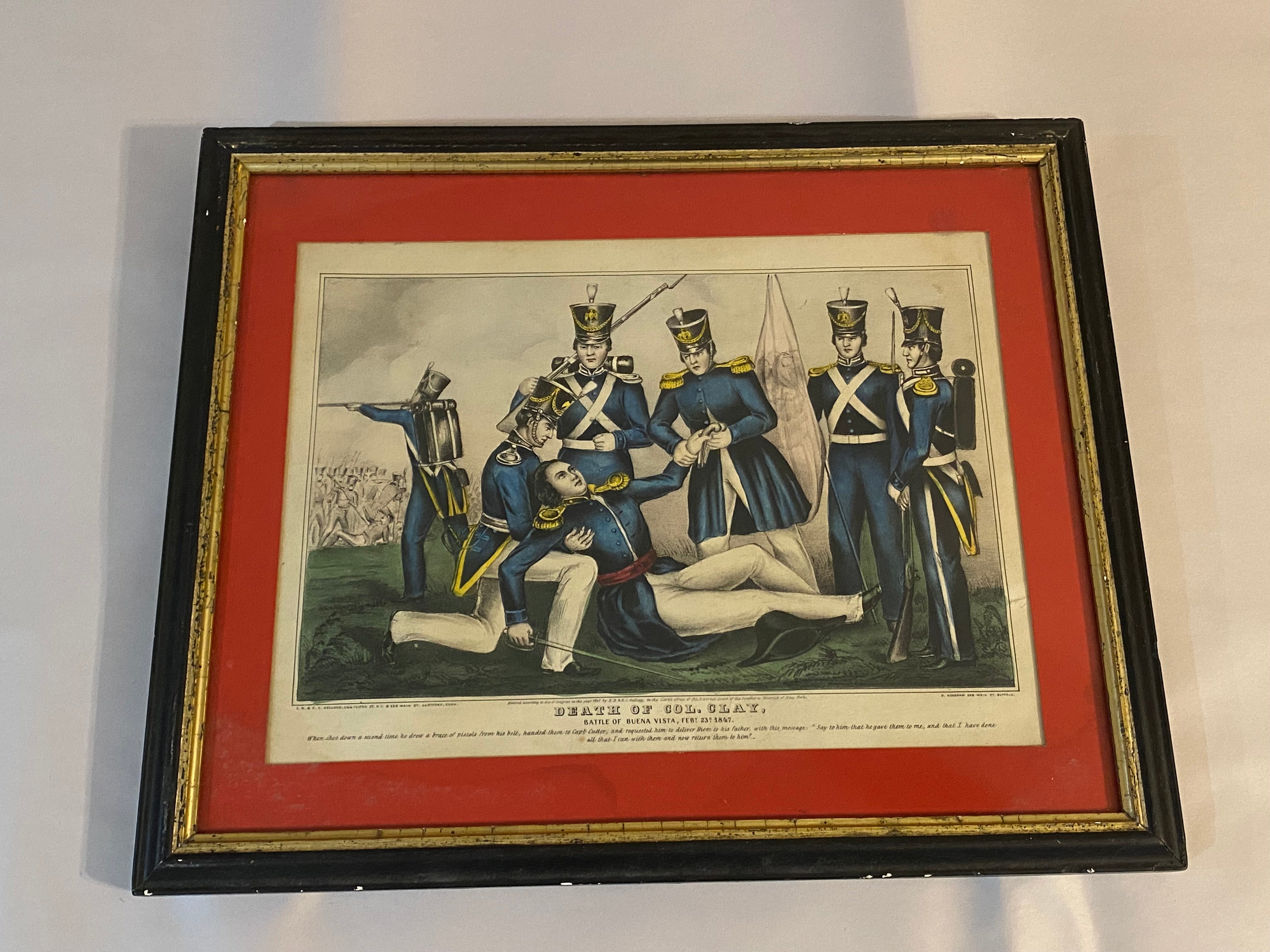 Currier & Ives Type Print Death Of Col. Clay Battle Of Buena Vista Kel ...