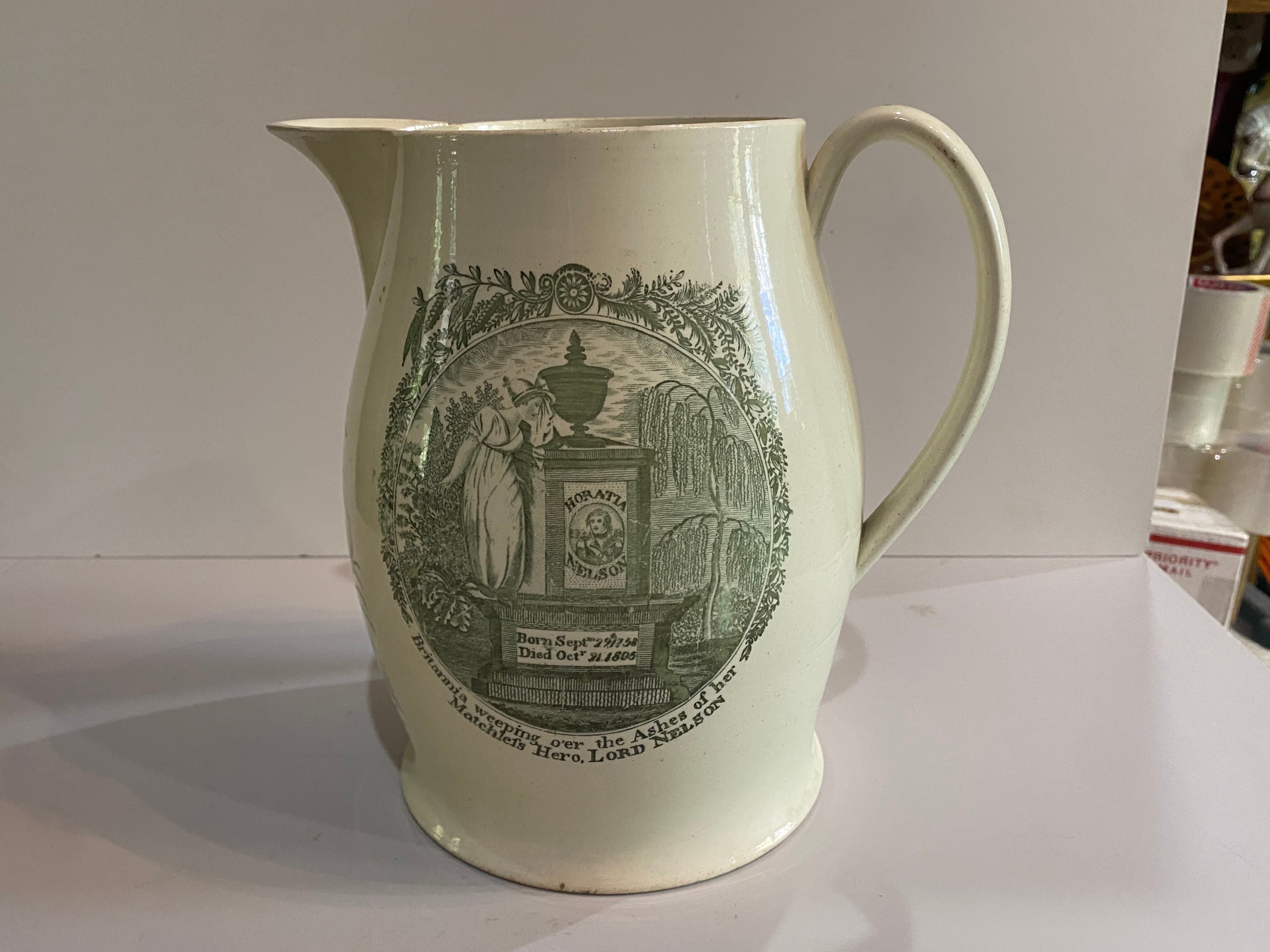 Staffordshire Creamware Liverpool Pitcher Horatio Nelson Ship Compass ...